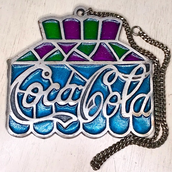 Coca Cola | Accents | Coca Cola Stained Glass Hanging Sign Decoration ...